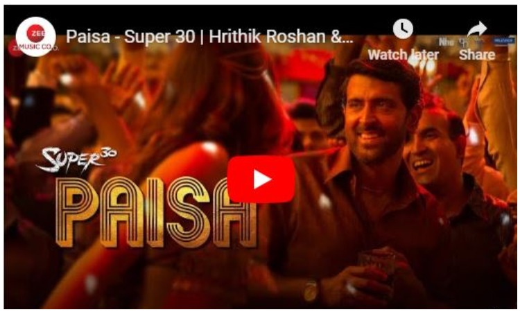 paisa song of hrithik roshan starrer film super 30 is out -Paisa Song ...