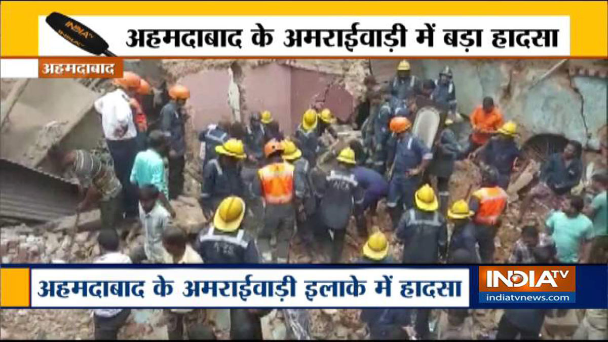 three storey building collapses in Amraiwadi area in Ahmedabad ...