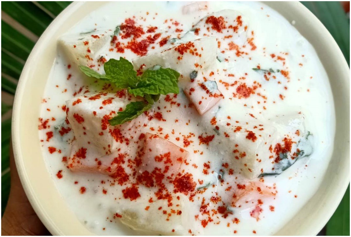 Aloo tadka raita or curd tadka raita recipe know how to make Aloo tadka ...