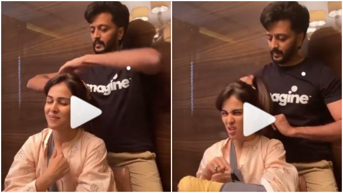 Genelia hand fractured husband Riteish Deshmukh becomes hairstylist ...