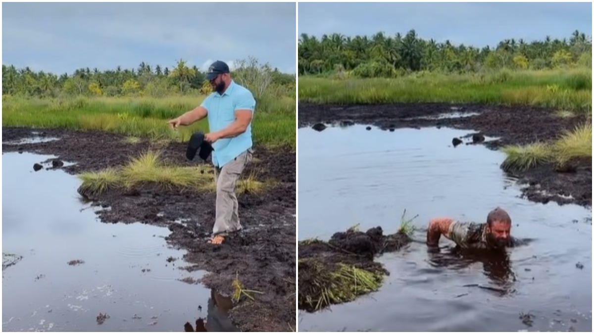 man fall in deep drain in confusion video viral on social media - Video ...