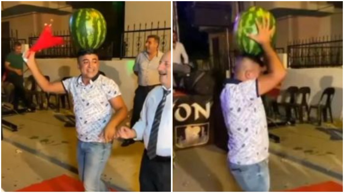 viral video of man dance with watermelon goes viral- Viral: सिर पर ...