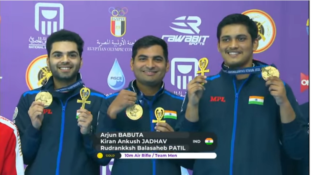 ISSF World Championship BABUTA Arjun ,JADHAV Kiran Ankush and PATIL Rudrankksh Balasaheb won ...