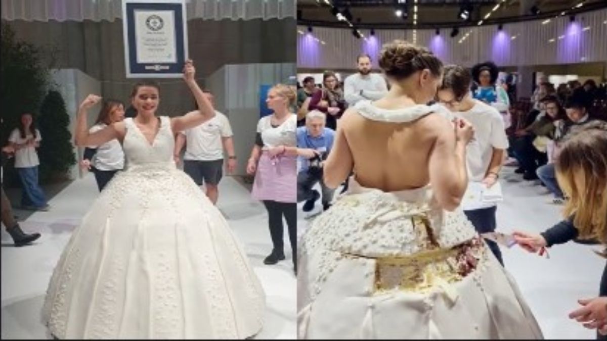 Swiss Baker Makes World's Largest Wearable Cake Dress, Set Guinness ...