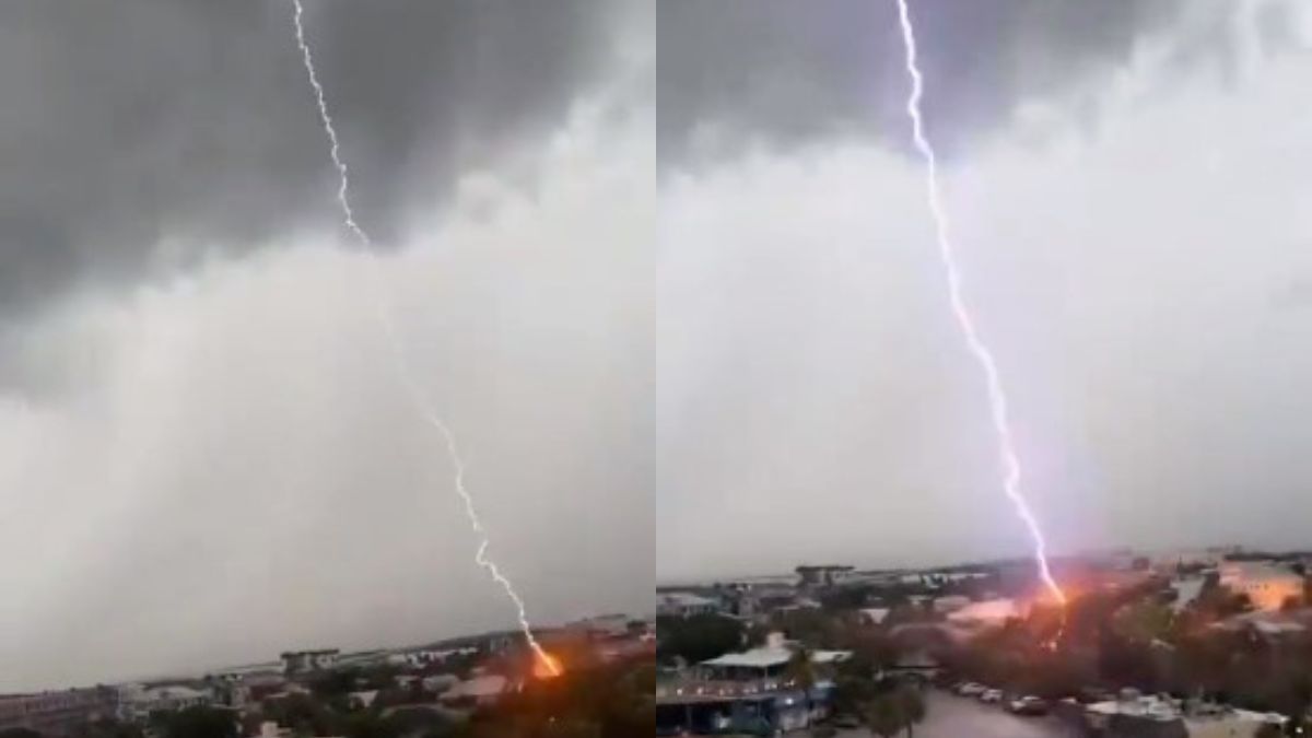 Lightning Faleen Continuously on the same place, Shocking Video goes ...