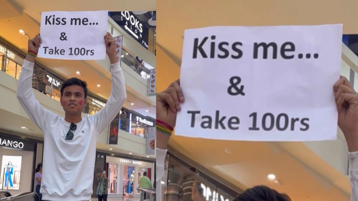 young man is giving 100 rupees to kiss viral video on social media ...