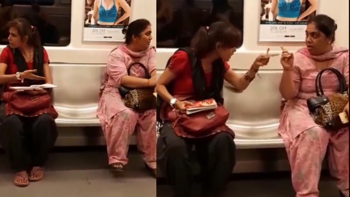 Two women fight for seat in the metro viral today | मेट्रो में सीट के ...