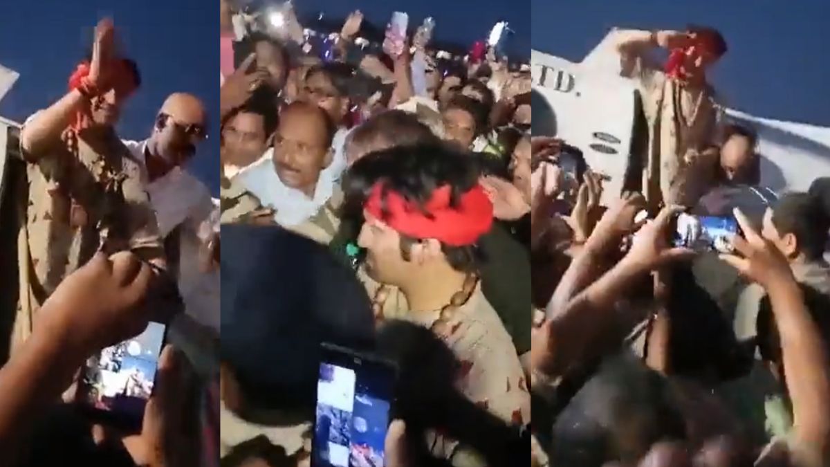Baba Bageshwar Crowd reaches patna airport runway surrounds his ...