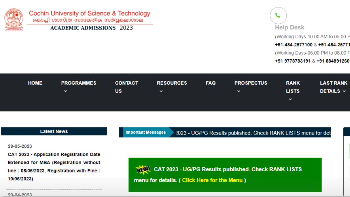 CUSAT CAT 2023 results, rank list out admissions.cusat.ac.in । CUSAT ... CUSAT CAT 2023 results, rank list out admissions.cusat.ac.in । CUSAT ...