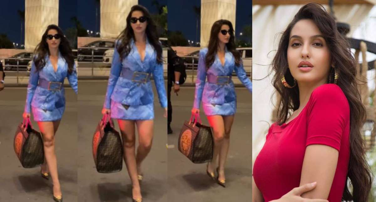 Nora Fatehi walks in high heel on airport, Trolls say she is out to ...