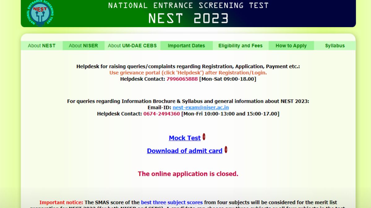 NEST 2023 admit cards out here is direct link to download । जारी हो गया NEST 2023 का एडमिट कार्ड ...