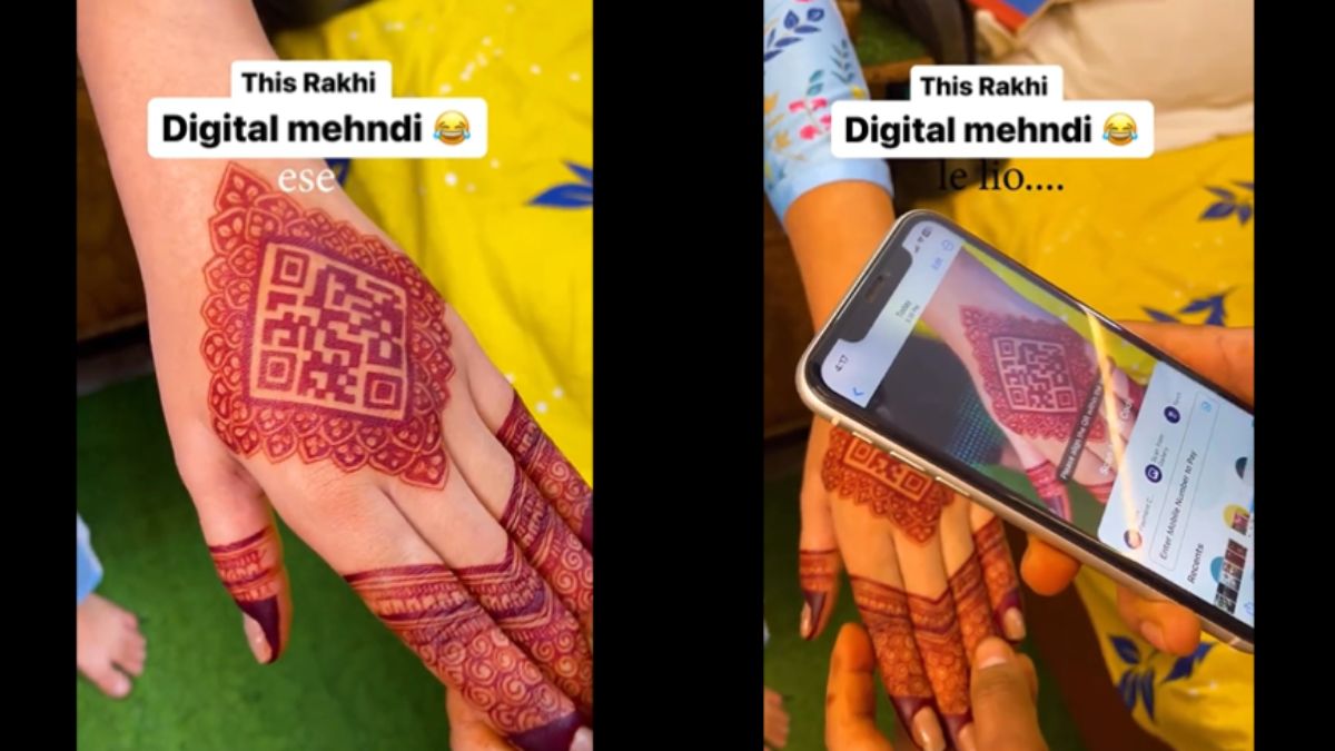 Mehndi with QR code came in the market, video goes viral on ...