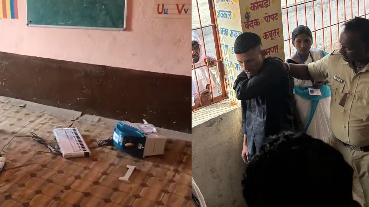 महाराष्ट्र में युवक ने कुल्हाड़ी से तोड़ी EVM मशीन, चिल्ला-चिल्लाकर बताया कारण - India TV Hindi