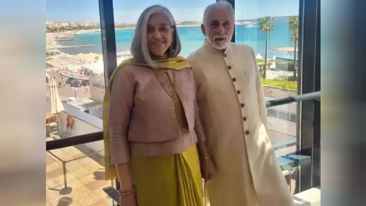 कान्स में रत्ना पाठक ने पति नसीरुद्दीन शाह के साथ ली एंट्री, 67 की उम्र ...