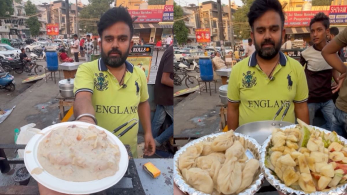शख्स ने केला, सेब और अमरूद डालकर बना दिया Momos, वीडियो देख लोगों का ...