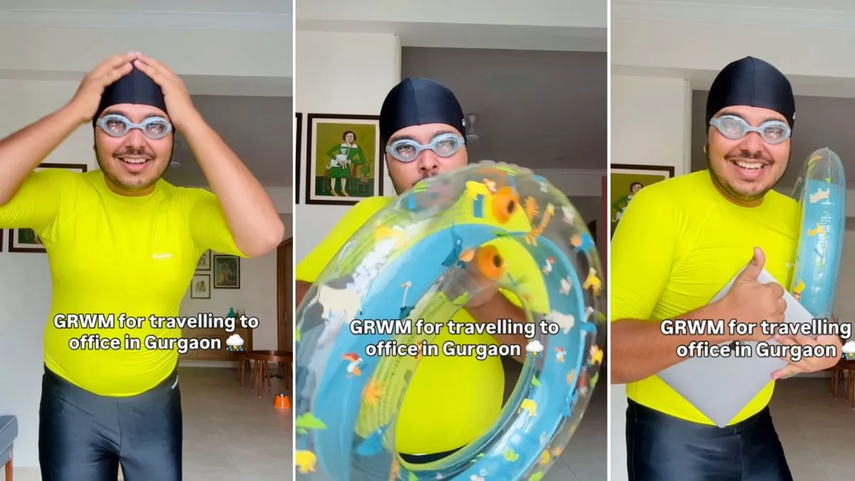 viral grwm trend helps gurugram peoples in rain flood to reach office ...